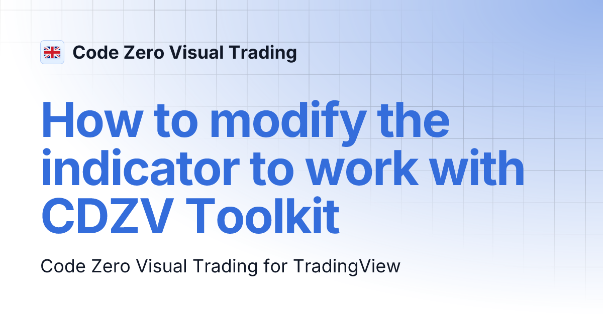 How to modify the indicator to work with CDZV Toolkit | Code Zero Visual Trading