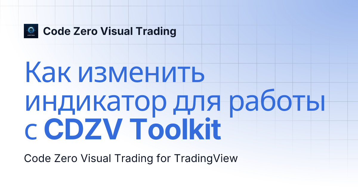 Как изменить индикатор для работы с CDZV Toolkit | Code Zero Visual Trading